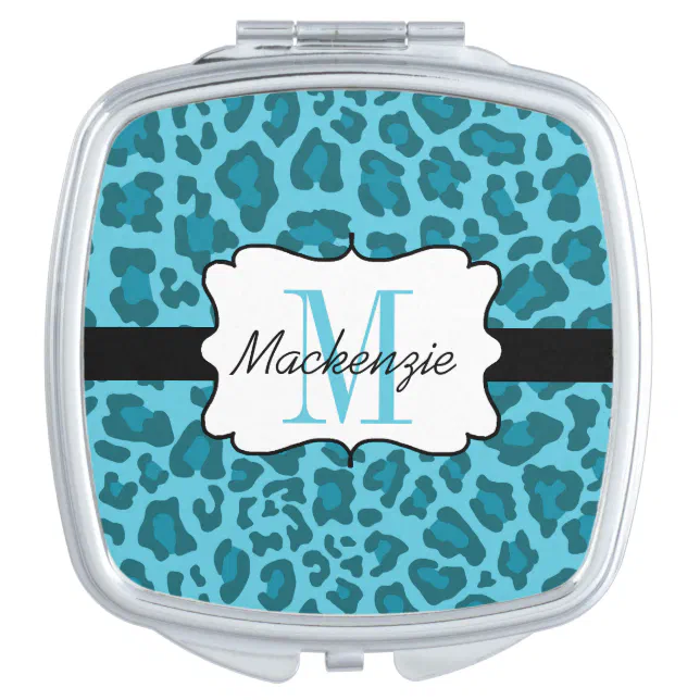 Custom Leopard Shades of Blue Compact Mirror | Zazzle