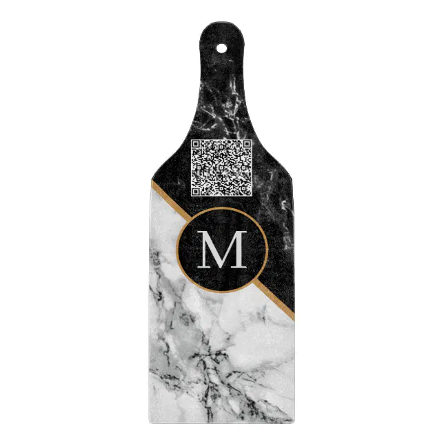 Custom Letter and QR Code Marble Cutting Board | Zazzle