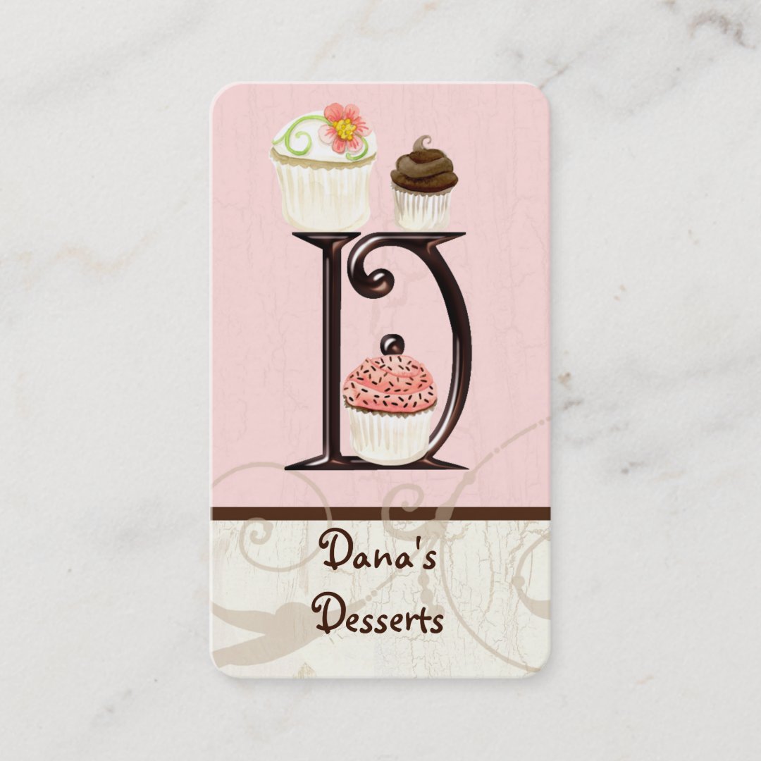 Custom Letter D Monogram Dessert Bakery Business Business Card | Zazzle