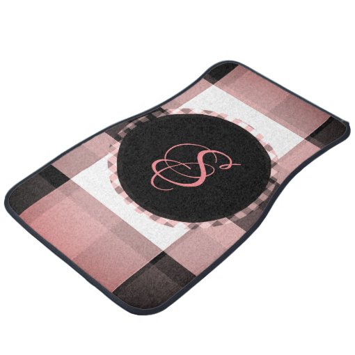 Custom Letter Floor Mats-Monogram Checkered Car Floor Mat | Zazzle