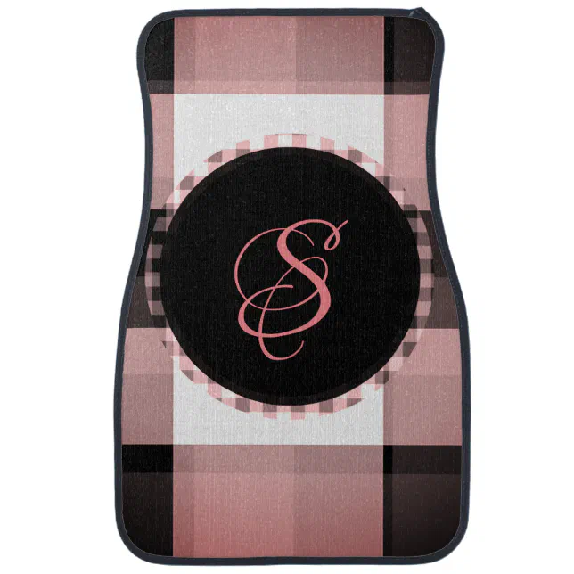 Custom Letter Floor Mats-Monogram Checkered Car Floor Mat | Zazzle