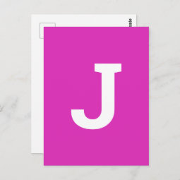 Custom Letter Hot Pink | Modern Alphabet Initial Postcard | Zazzle