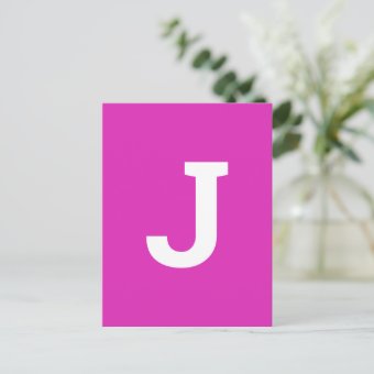 Custom Letter Hot Pink | Modern Alphabet Initial Postcard | Zazzle
