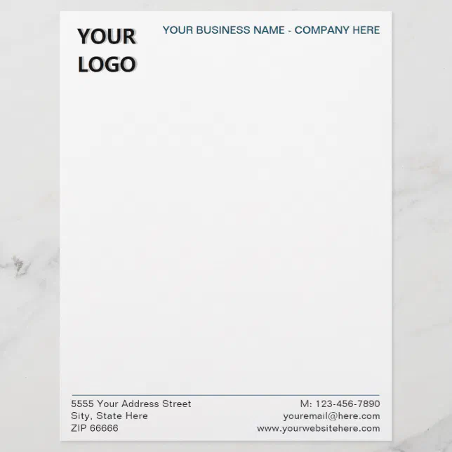 Custom Letterhead with Company Logo Name Address | Zazzle