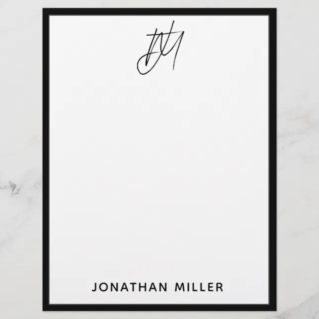 Custom Letterhead with Two-Initial Script Monogram | Zazzle