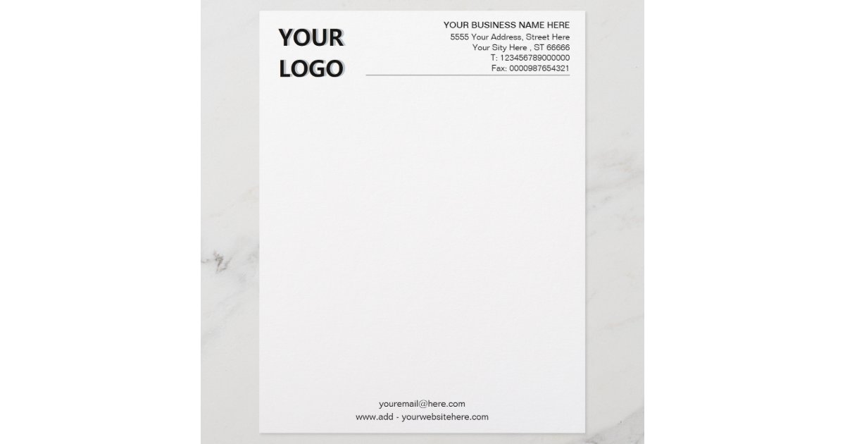 Custom Letterhead Your Business Logo Address Info | Zazzle
