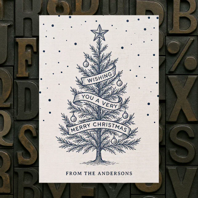 Custom Letterpressed Christmas Tree Note Vintage Letterpress Photo ...