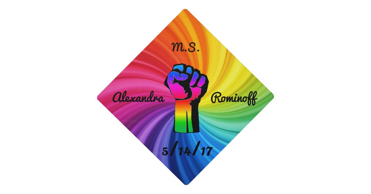 Custom LGBT Power Rainbow Swirl Graduation Cap Topper | Zazzle