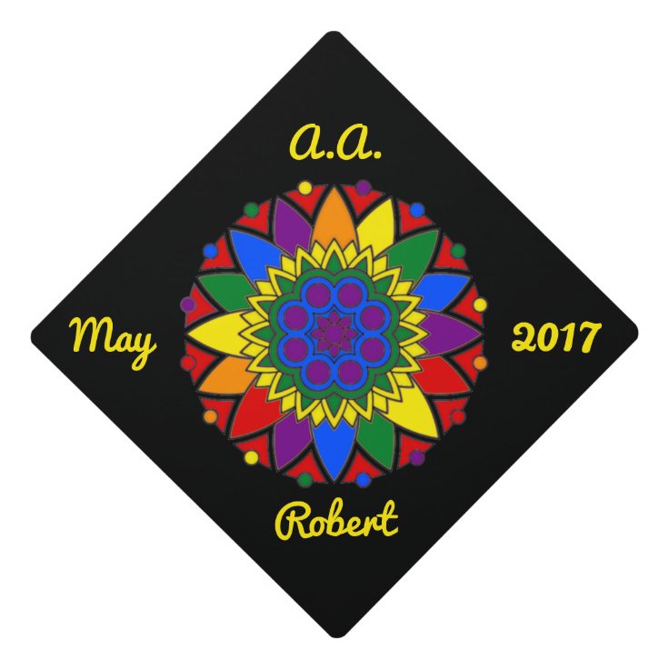 Custom LGBT Pride Rainbow Mandala Graduation Cap Topper | Zazzle