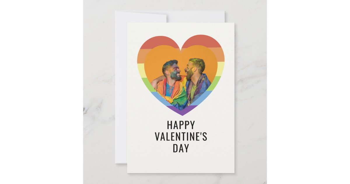 CUSTOM LGBT Valentine's Day Elegant Heart Photo Holiday Card | Zazzle
