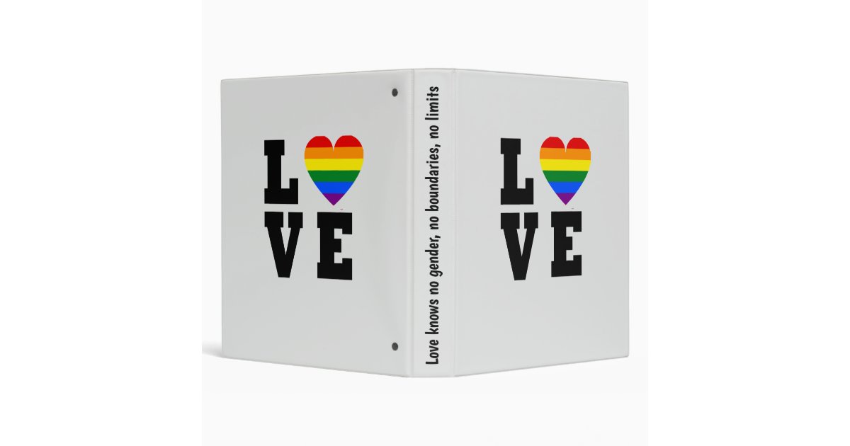 Custom LGBTQ Rainbow Flag Love 3 Ring Binder | Zazzle