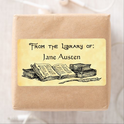 Custom "Library Of" Vintage Books Label | Zazzle