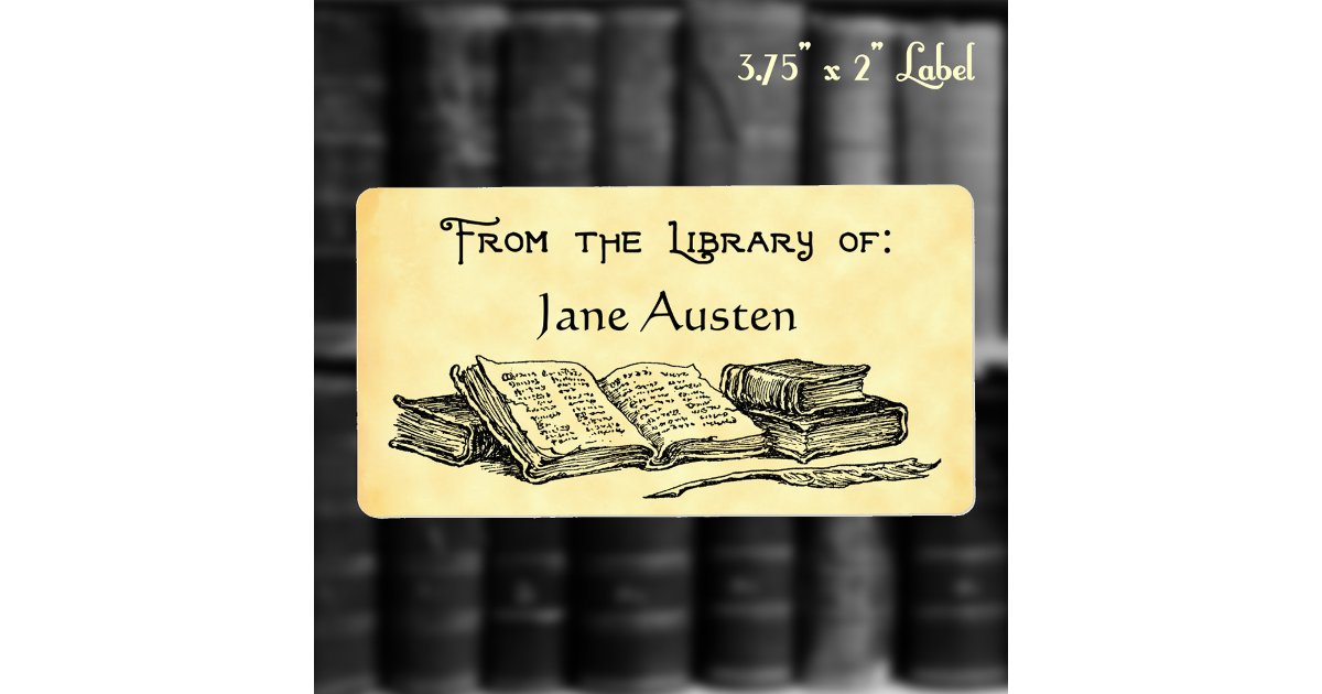 Custom "Library Of" Vintage Books Label | Zazzle