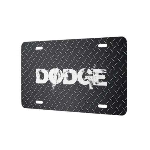 Custom License Plate - Diamond Plate DODGE Black | Zazzle