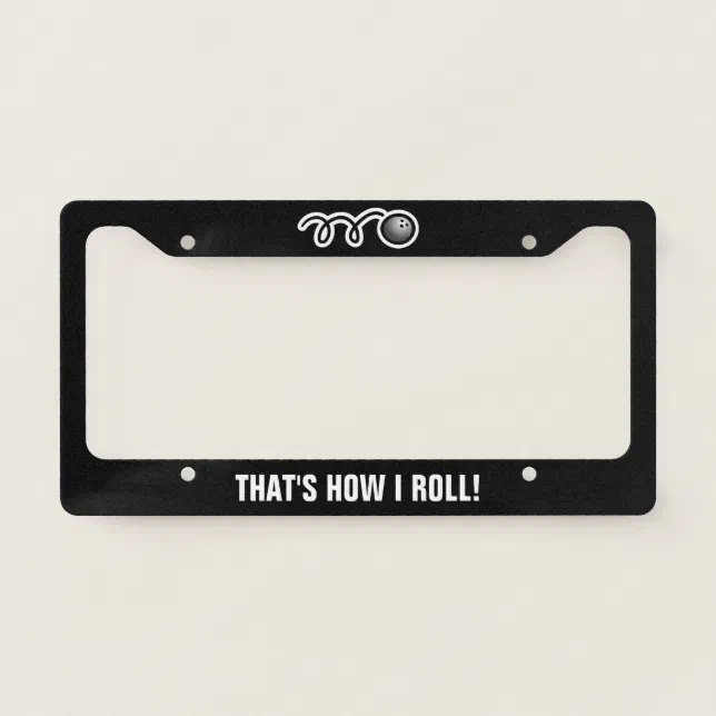 Custom license plate frame with black bowling ball | Zazzle
