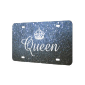 Custom License Plate - Queen Crown Glitter Blue | Zazzle