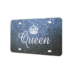 Custom License Plate - Queen Crown Glitter Blue | Zazzle
