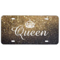 Custom License Plate - Queen Crown Glitter Gold | Zazzle