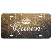 Custom License Plate - Queen Crown Glitter Gold | Zazzle