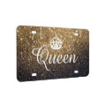 Custom License Plate - Queen Crown Glitter Gold | Zazzle
