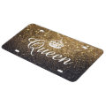 Custom License Plate - Queen Crown Glitter Gold | Zazzle