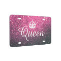 Custom License Plate - Queen Crown Glitter Pink | Zazzle