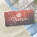 Custom License Plate - Queen Crown Glitter Red | Zazzle