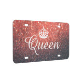Custom License Plate - Queen Crown Glitter Red | Zazzle