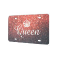 Custom License Plate - Queen Crown Glitter Red | Zazzle