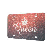Custom License Plate - Queen Crown Glitter Red | Zazzle