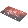Custom License Plate - Queen Crown Glitter Red | Zazzle