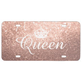 Custom License Plate - Queen Crown Glitter Rose G | Zazzle