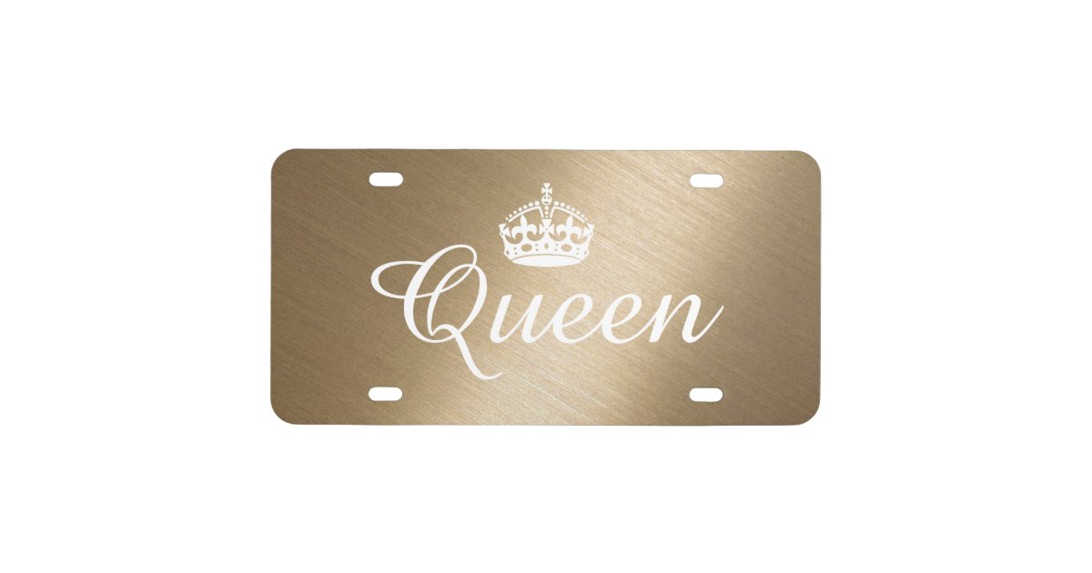 Custom License Plate - Queen Crown Gold | Zazzle