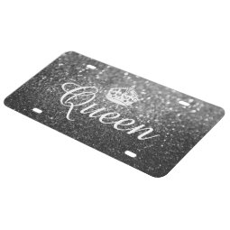 Custom License Plate - Queen Crown Grey Black | Zazzle