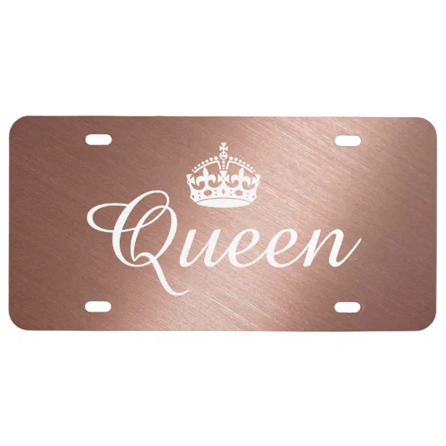 Custom License Plate - Queen Crown Rose Gold | Zazzle