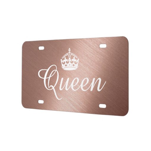 Custom License Plate - Queen Crown Rose Gold | Zazzle