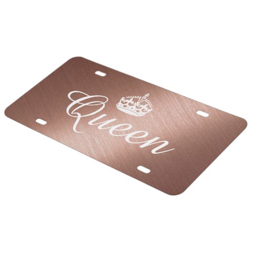 Custom License Plate - Queen Crown Rose Gold | Zazzle
