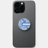 Custom Light Dark Blue White Floral Paisley Art PopSocket | Zazzle