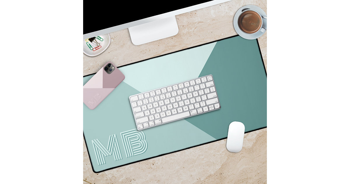 Custom Light Seafoam Mint Teal Jade Green Desk Mat | Zazzle