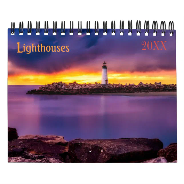 Custom Lighthouse Calendar|Editable Year Text Calendar | Zazzle