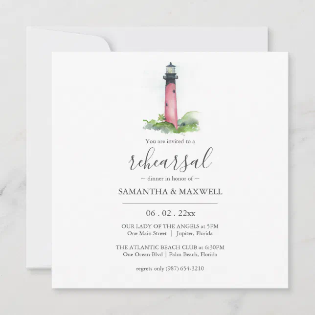 Custom Lighthouse Rehearsal Dinner Invitations | Zazzle