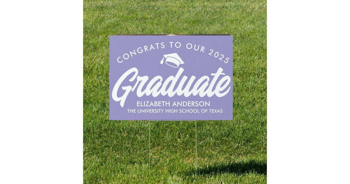 Custom Lilac Elegant Graduation Class 2025 Sign | Zazzle