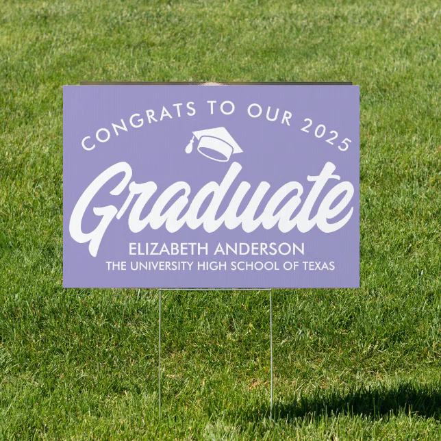Custom Lilac Elegant Graduation Class 2025 Sign | Zazzle