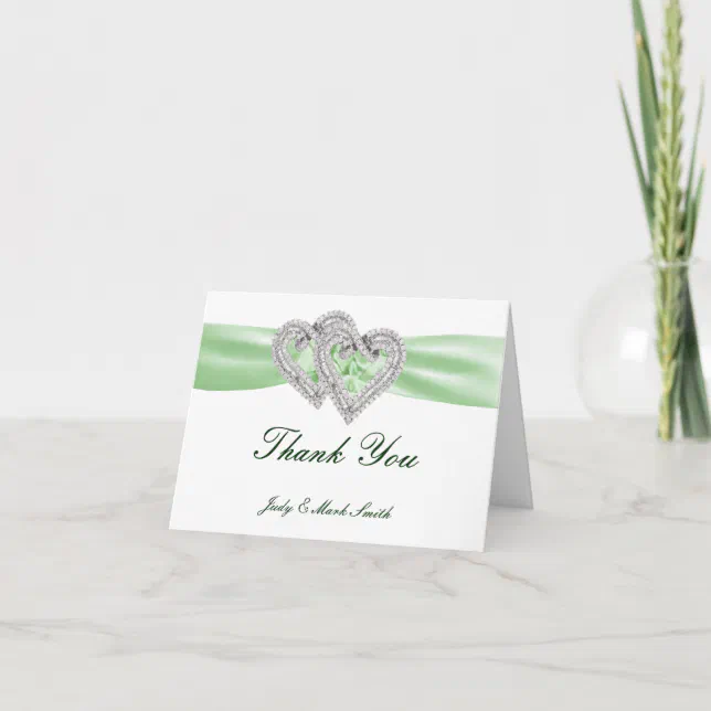 Custom Lime Hearts Thank You Card | Zazzle