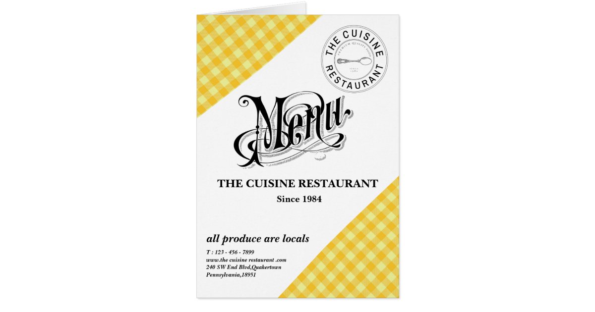Custom Local Restaurant Menu Card | Zazzle