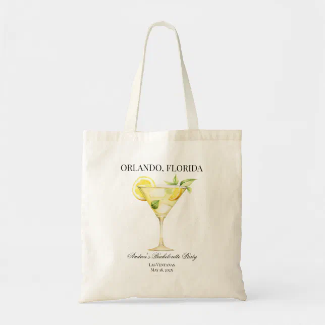 Custom Location Lemon Cocktail Wedding Party Tote Bag | Zazzle