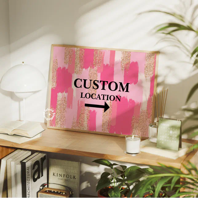 Custom Location Sign Preppy Dorm Decor Pink | Zazzle