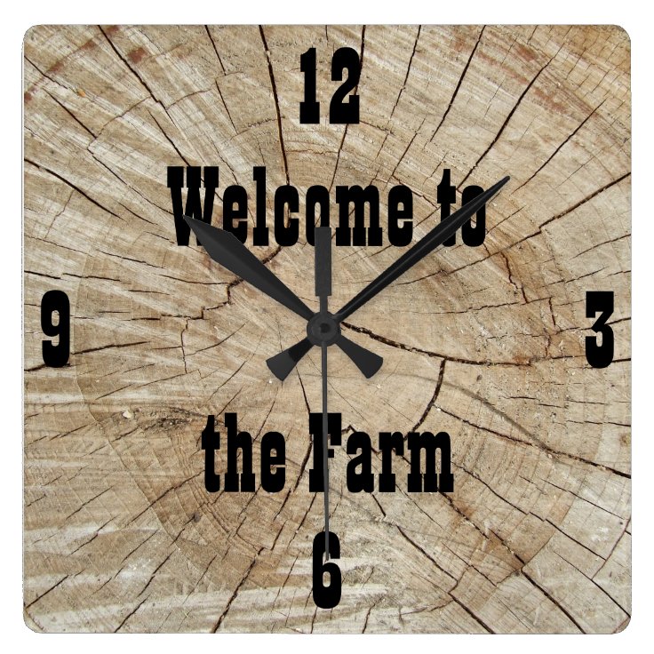 Custom, Log Cabin, Country, Farm Square Wall Clock | Zazzle