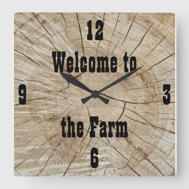 Custom, Log Cabin, Country, Farm Square Wall Clock | Zazzle