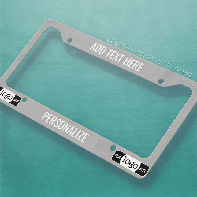Custom Logo, 2 Lines Text - Silver License Plate Frame | Zazzle